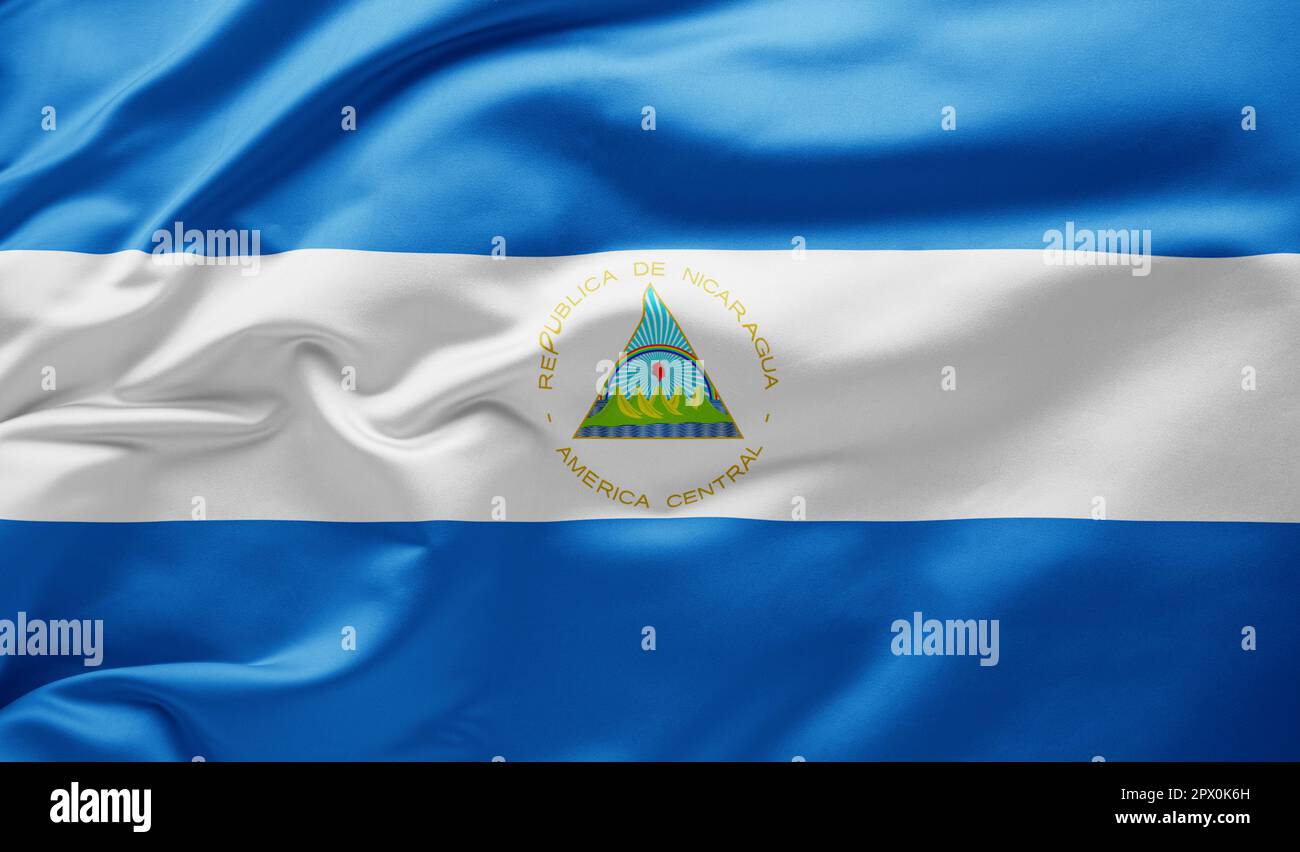 Waving national flag of Nicaragua Stock Photo - Alamy