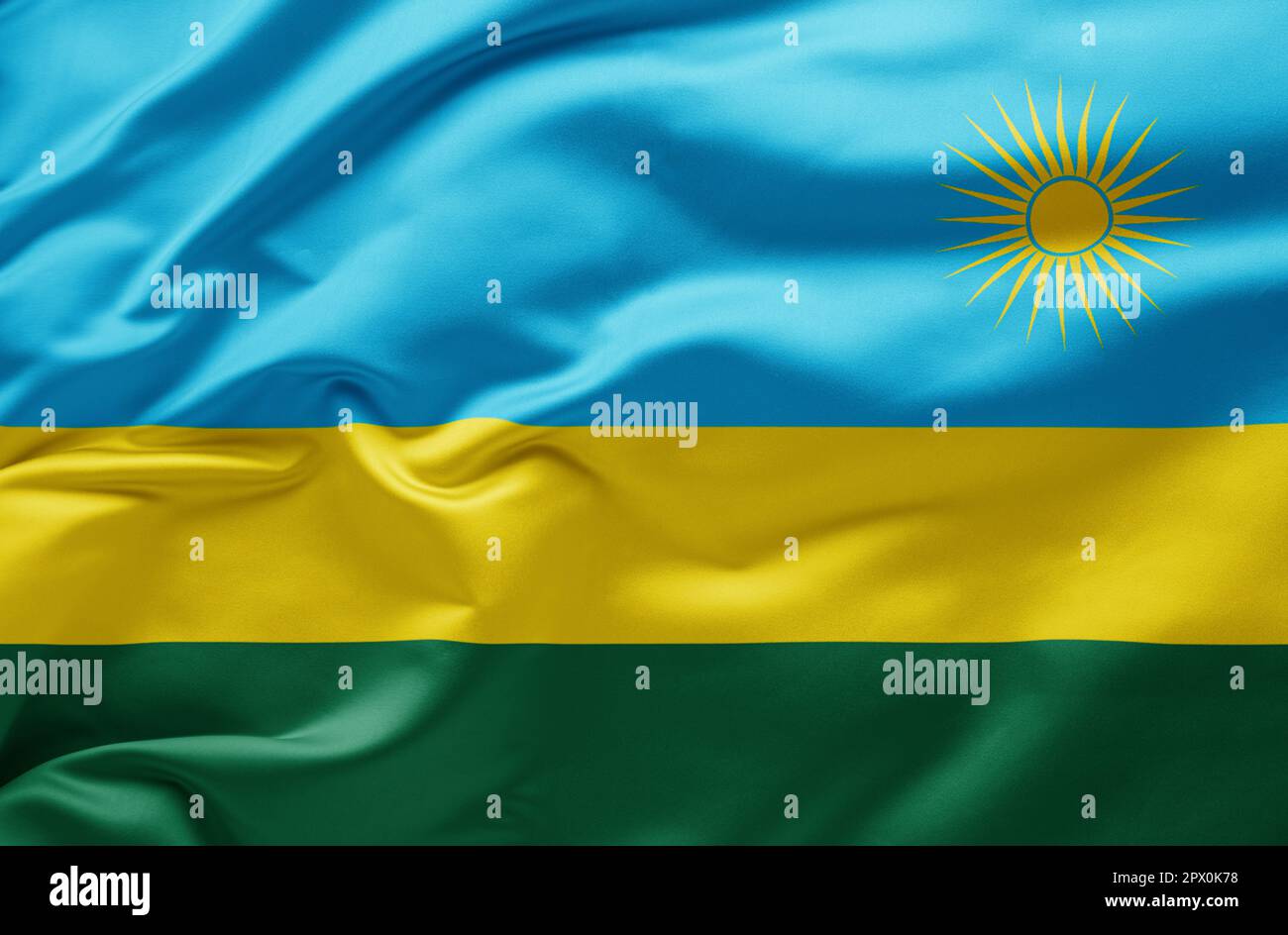 Waving national flag of Rwanda Stock Photo - Alamy