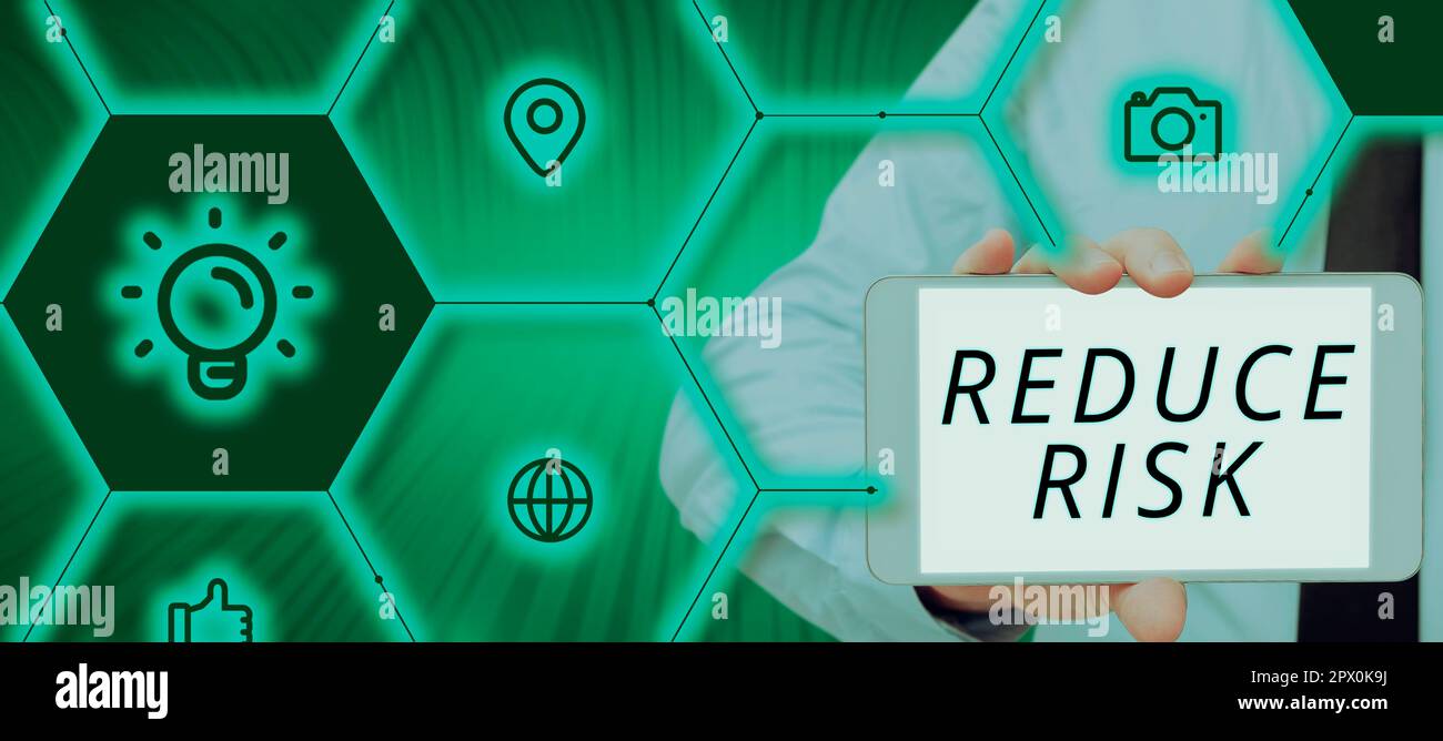 Sign displaying Reduce Risk, Business concept lessen the potential ...
