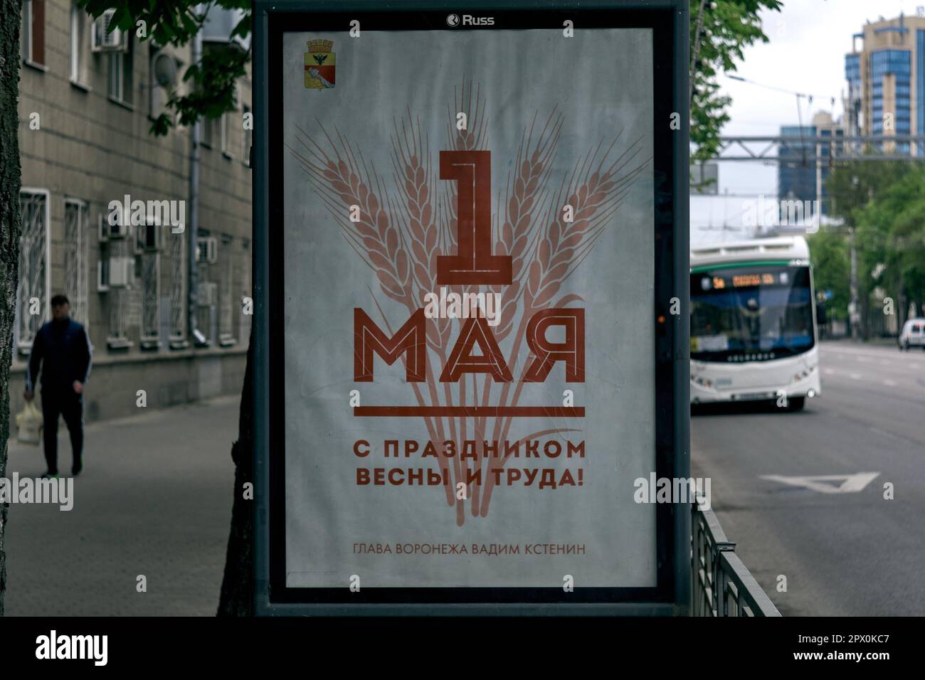 Voronezh, Russia. 01st May, 2023. Congratulations on the First of May ...