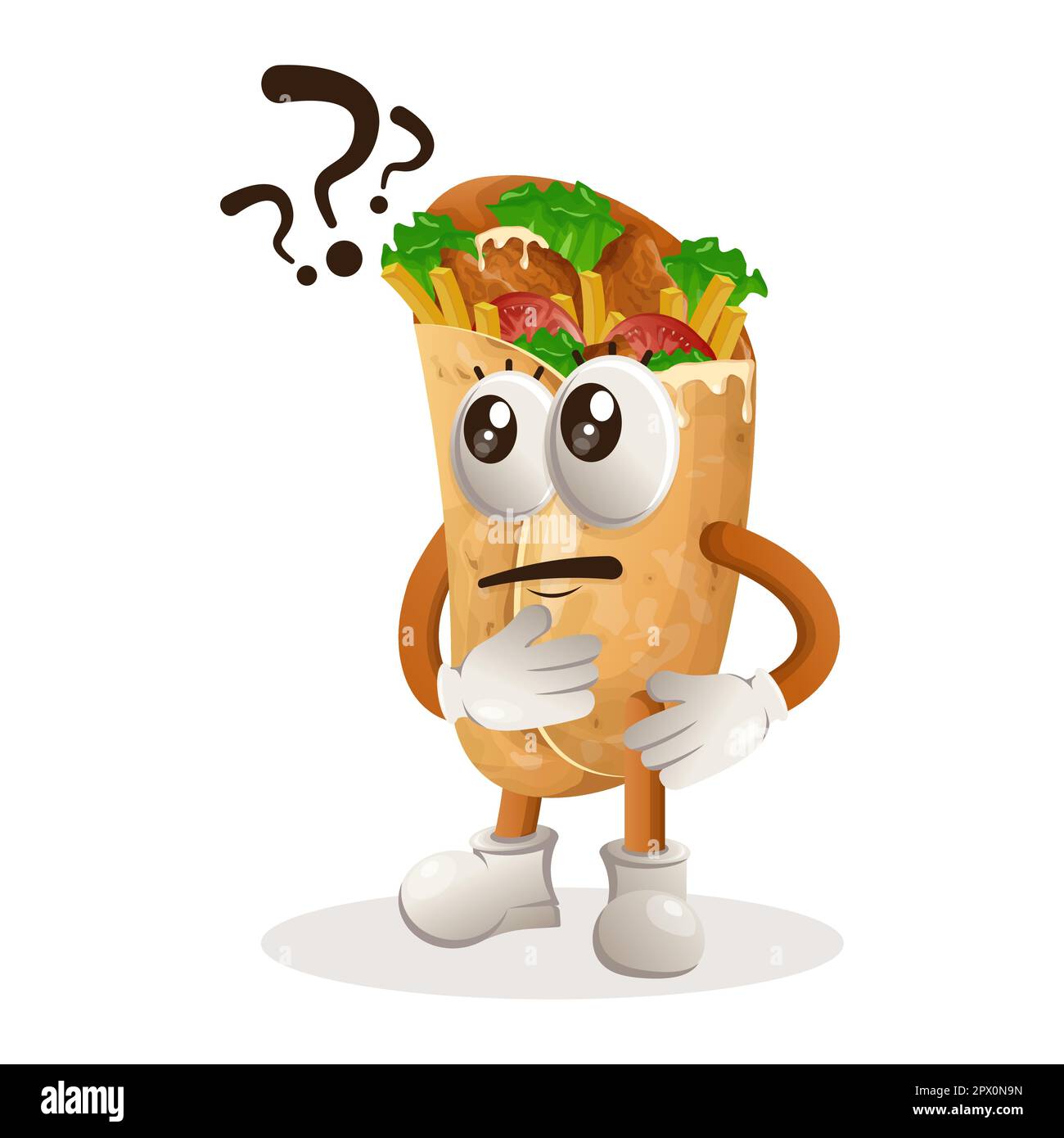 Cute burrito mascot asking questions. Perfect for food store, small ...