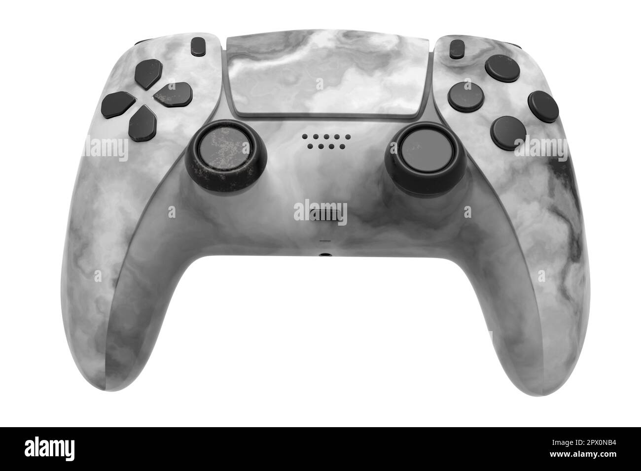 Realistic video game joystick with black marble texture on white ...