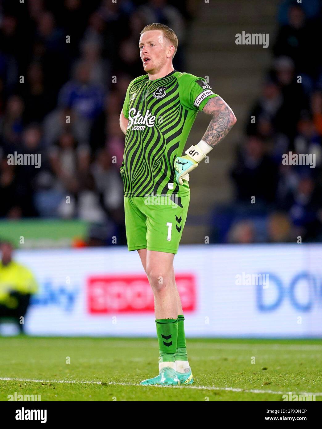 Everton goalkeeper Jordan Pickford during the Premier League match at ...