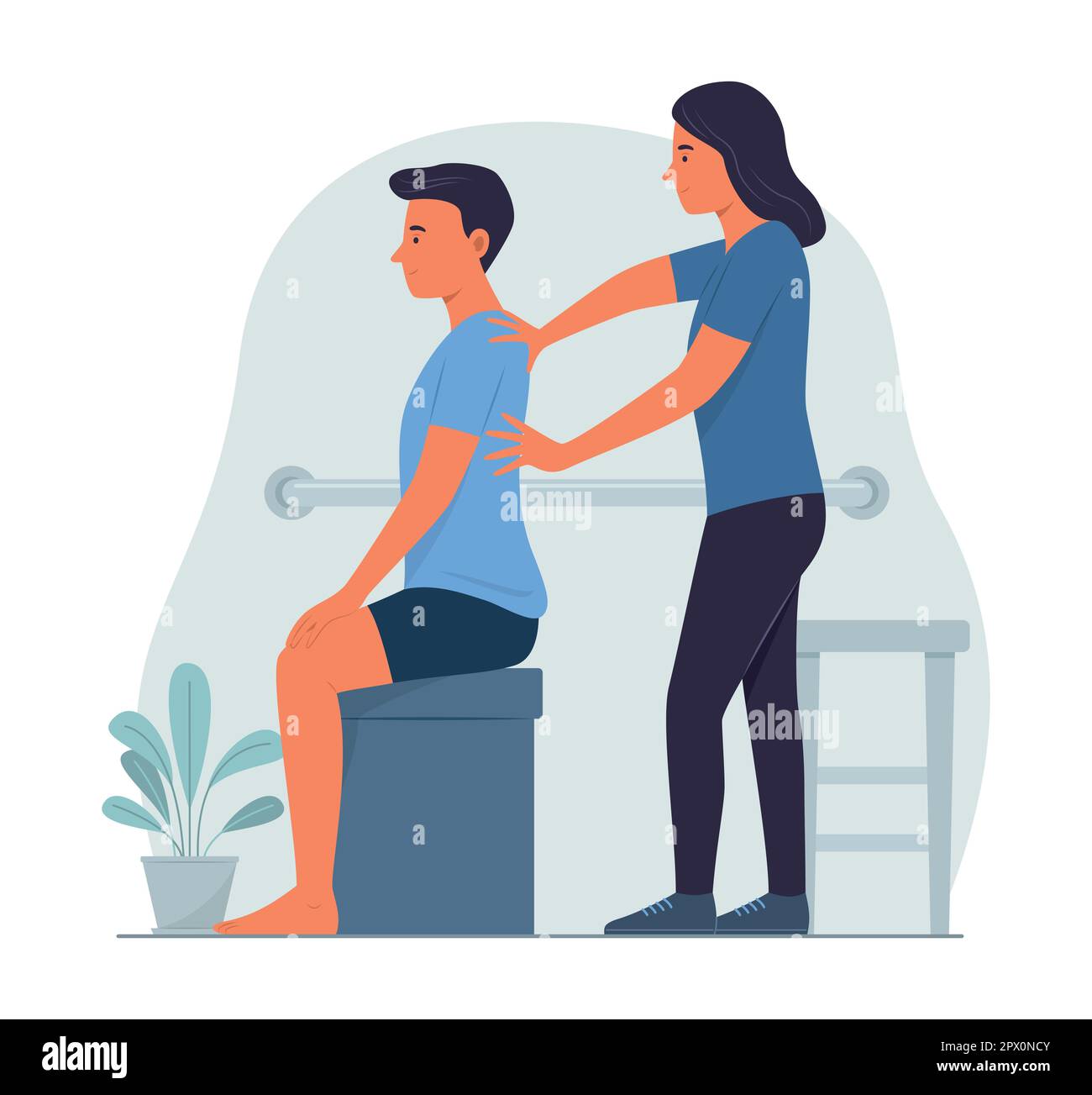 Physiotherapist Doctor Rehabilitates Male Patient Stock Vector Image ...