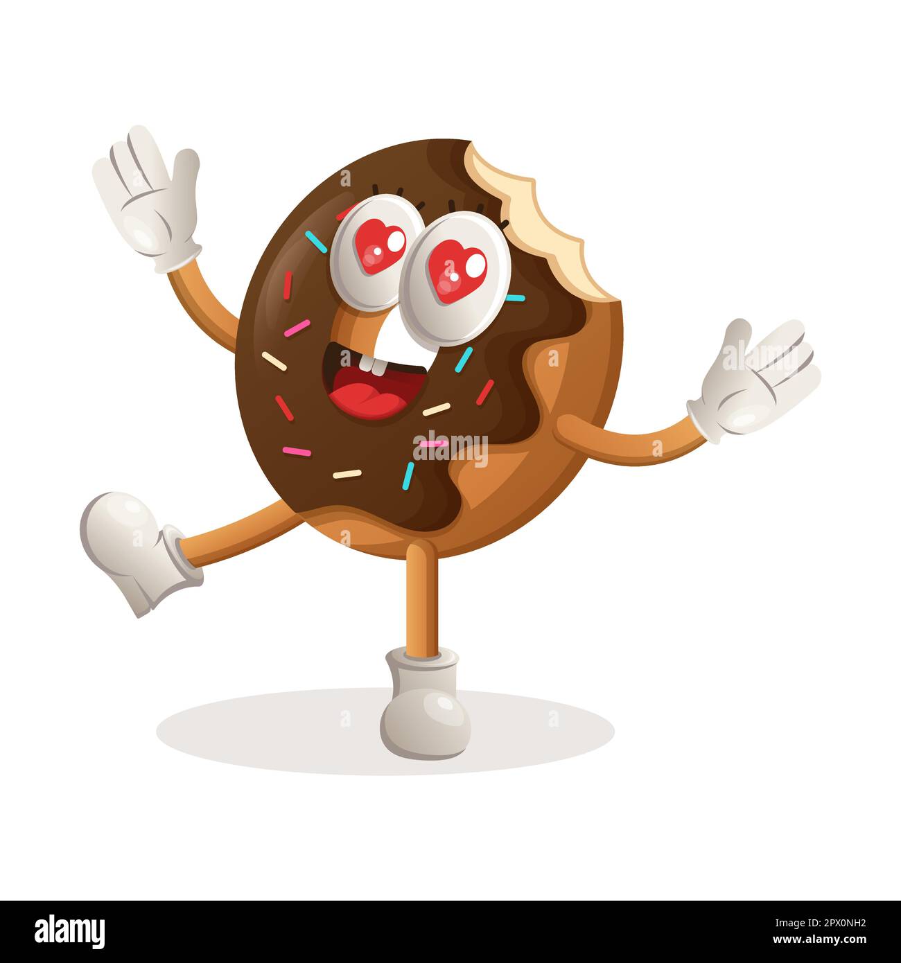 Cute donut mascot playful and happy. Perfect for food store, small ...