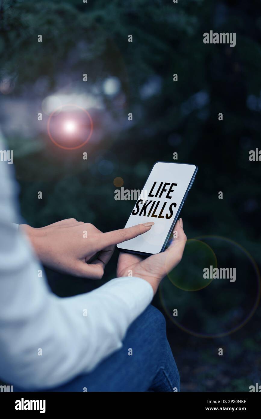 Conceptual caption Life Skills, Conceptual photo that is necessary or ...