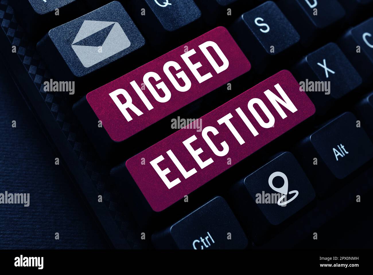 Conceptual display Rigged Election, Word Written on Manage drilling ...