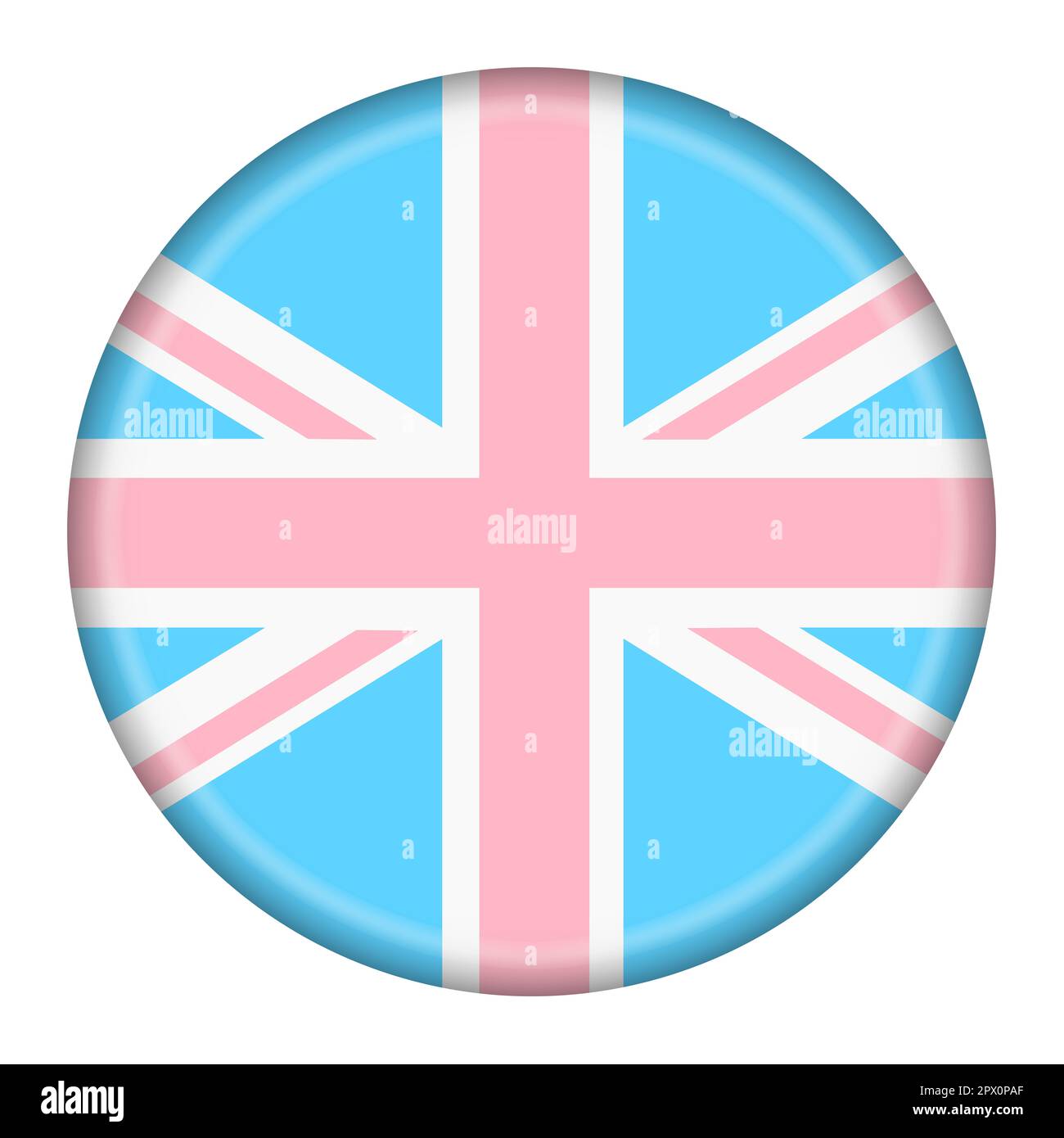A Great Britain trans gender flag heart button isolated on white with ...