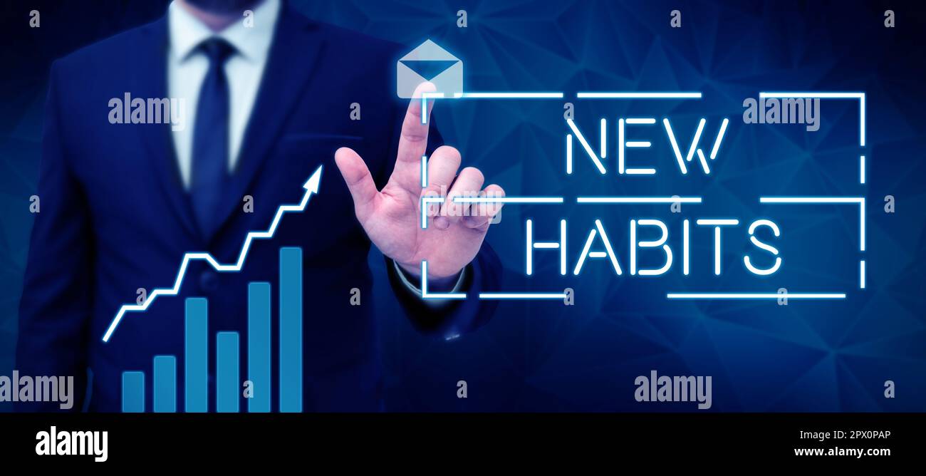 Conceptual display New Habits, Word for change the routine of behavior ...