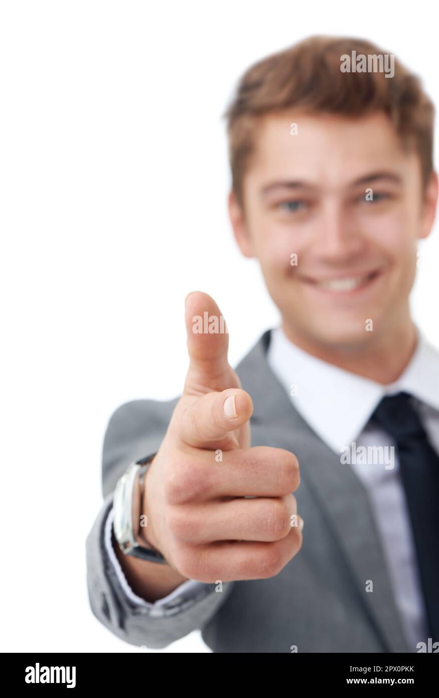 Im proud of you. A handsome young businessman isolated on white Stock ...