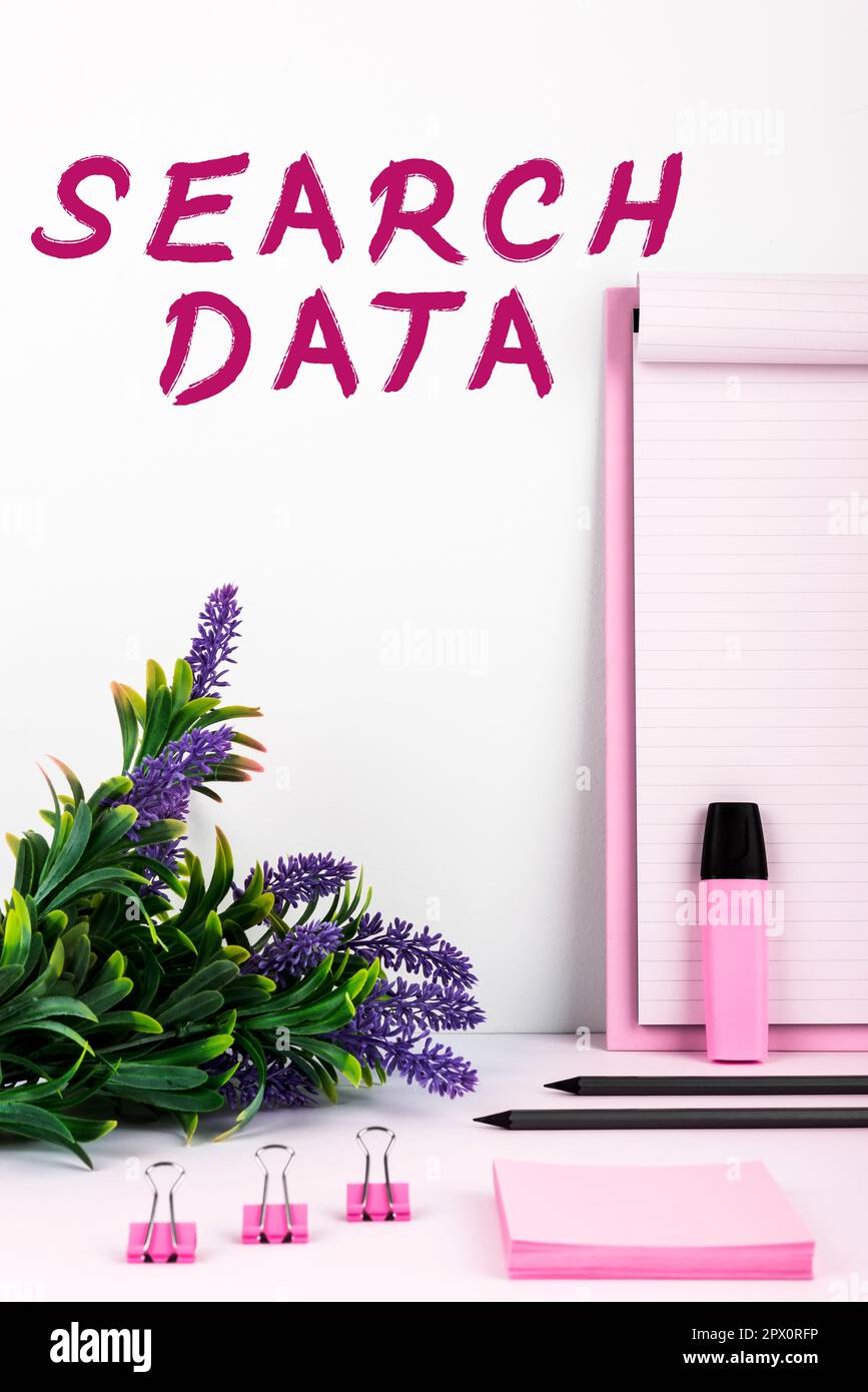 Sign displaying Search Data, Business idea efficient retrieval of specific items from a set of ...