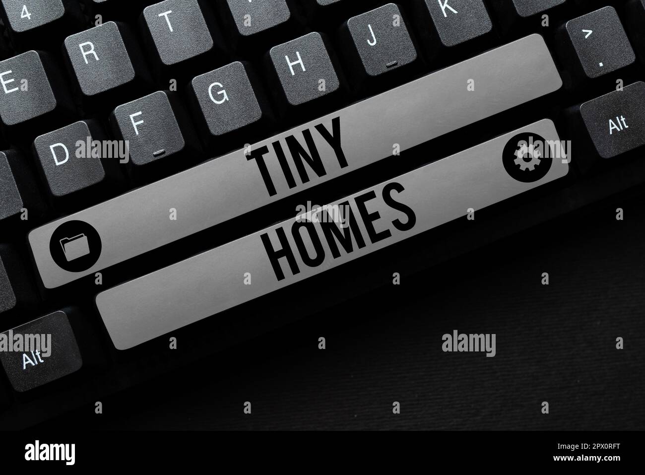 Hand writing sign Tiny Homes, Word Written on houses contain one room ...