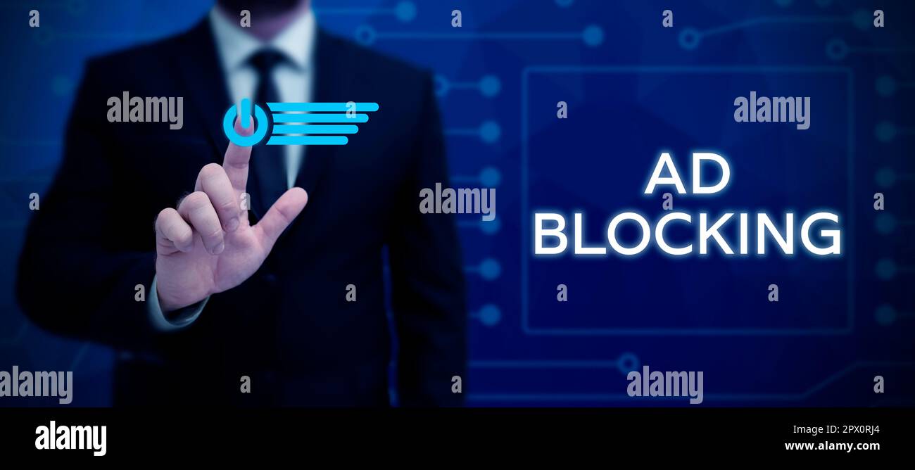 Text showing inspiration Ad Blocking, Word for program that will remove ...