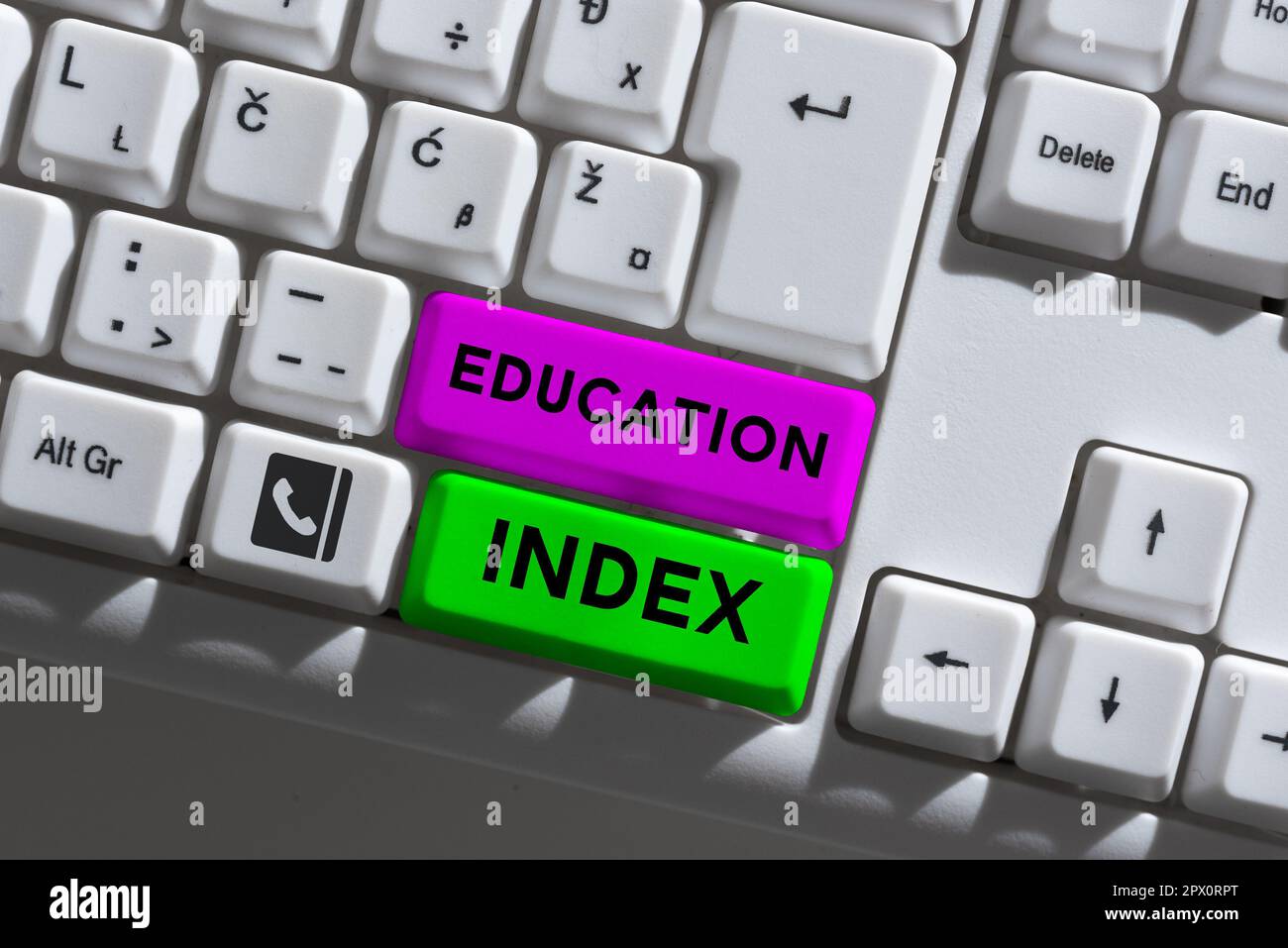 Writing displaying text Education Index, Word Written on aiming to meet ...