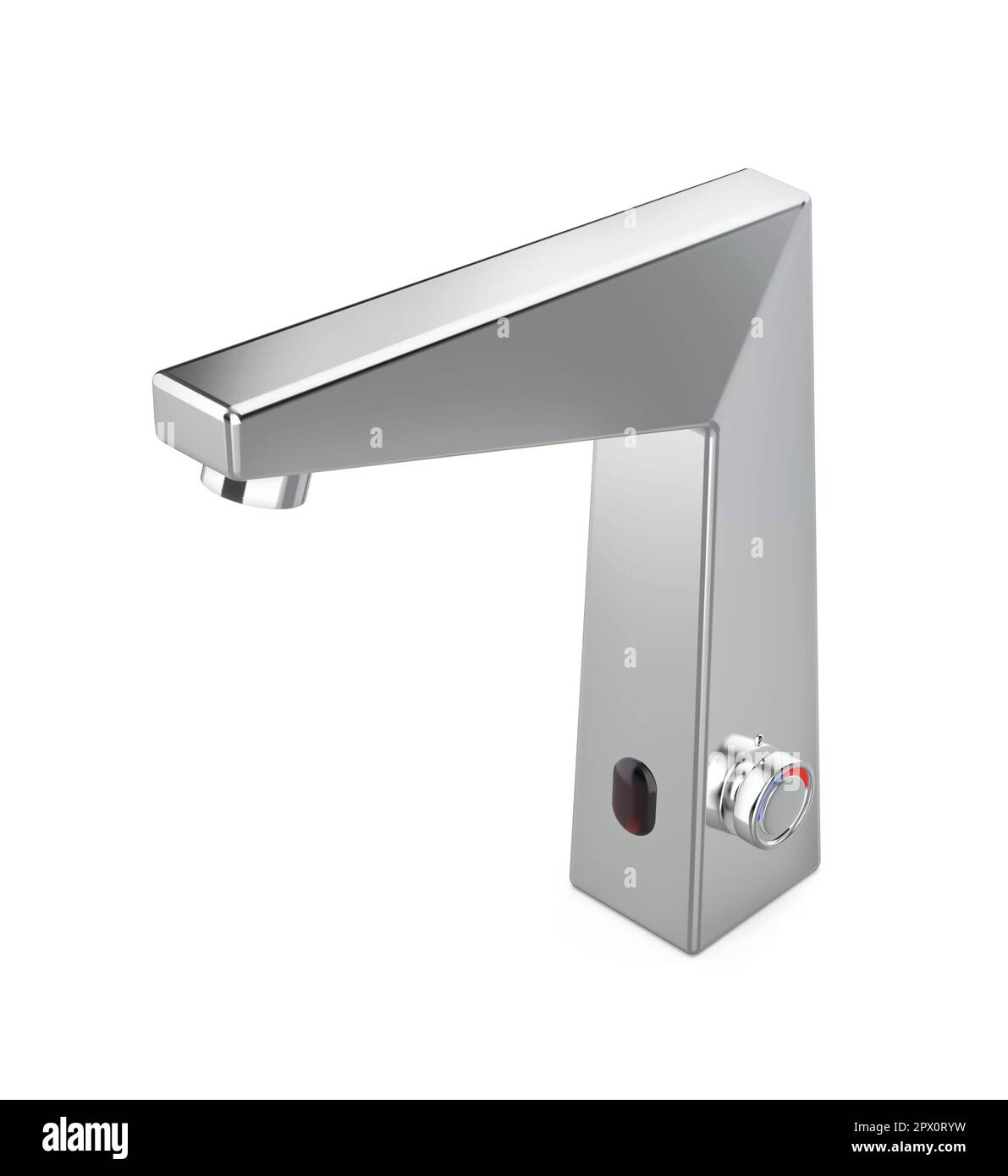 Bathroom automatic sensor faucet on white background Stock Photo - Alamy