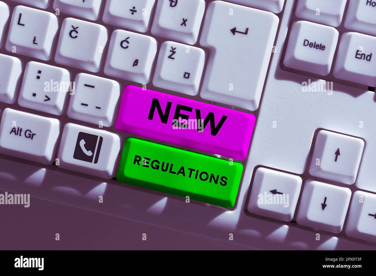 Writing displaying text New Regulations, Word for Regulation ...