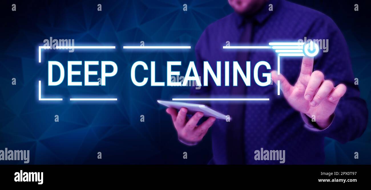 Text caption presenting Deep Cleaning, Word for an act of thoroughly ...