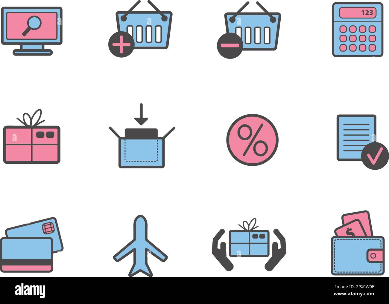 Vector set of online colorful shopping icons isolated. Web market ...