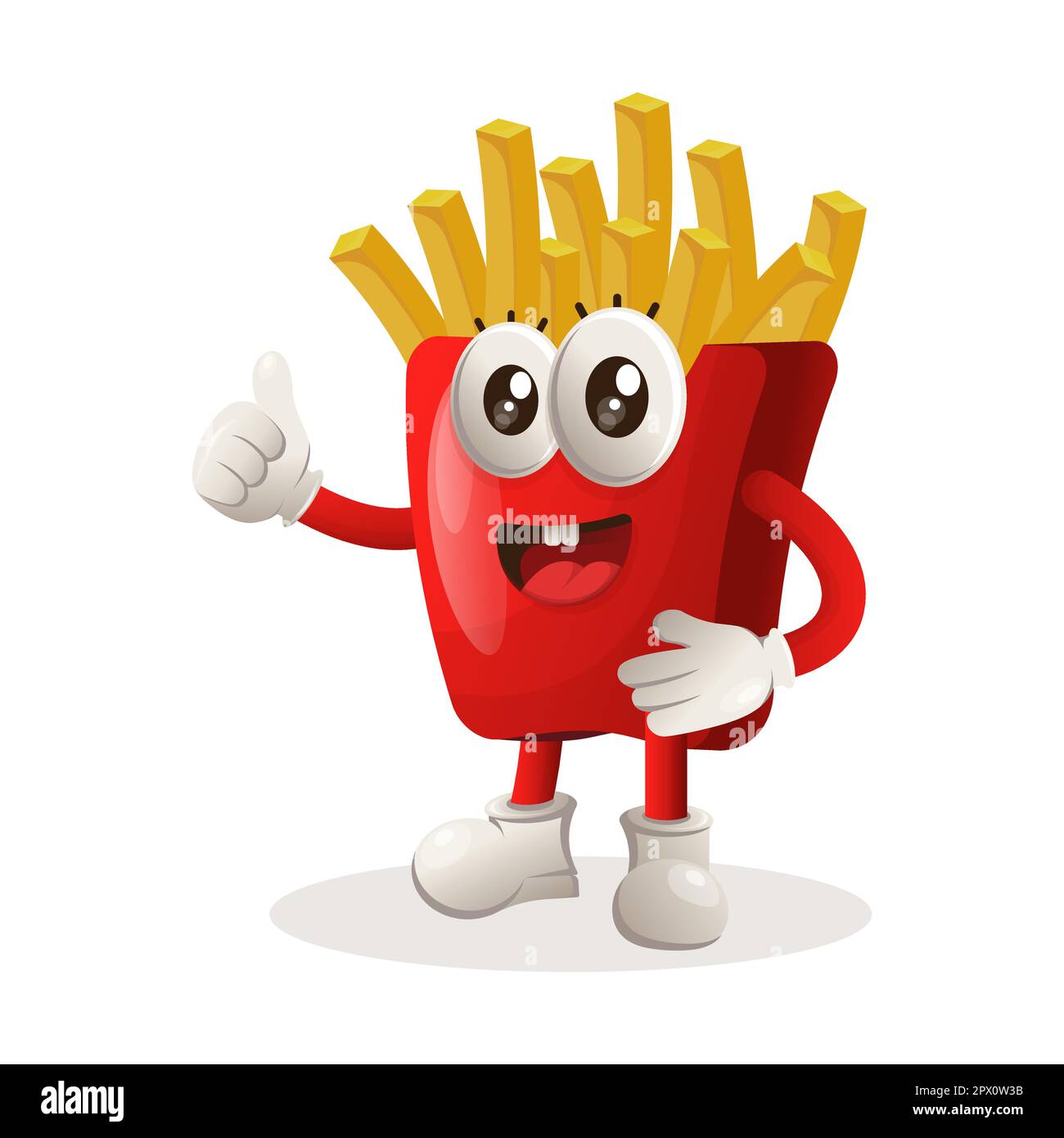 Cute french fries mascot thumbs up. Perfect for food store, small ...