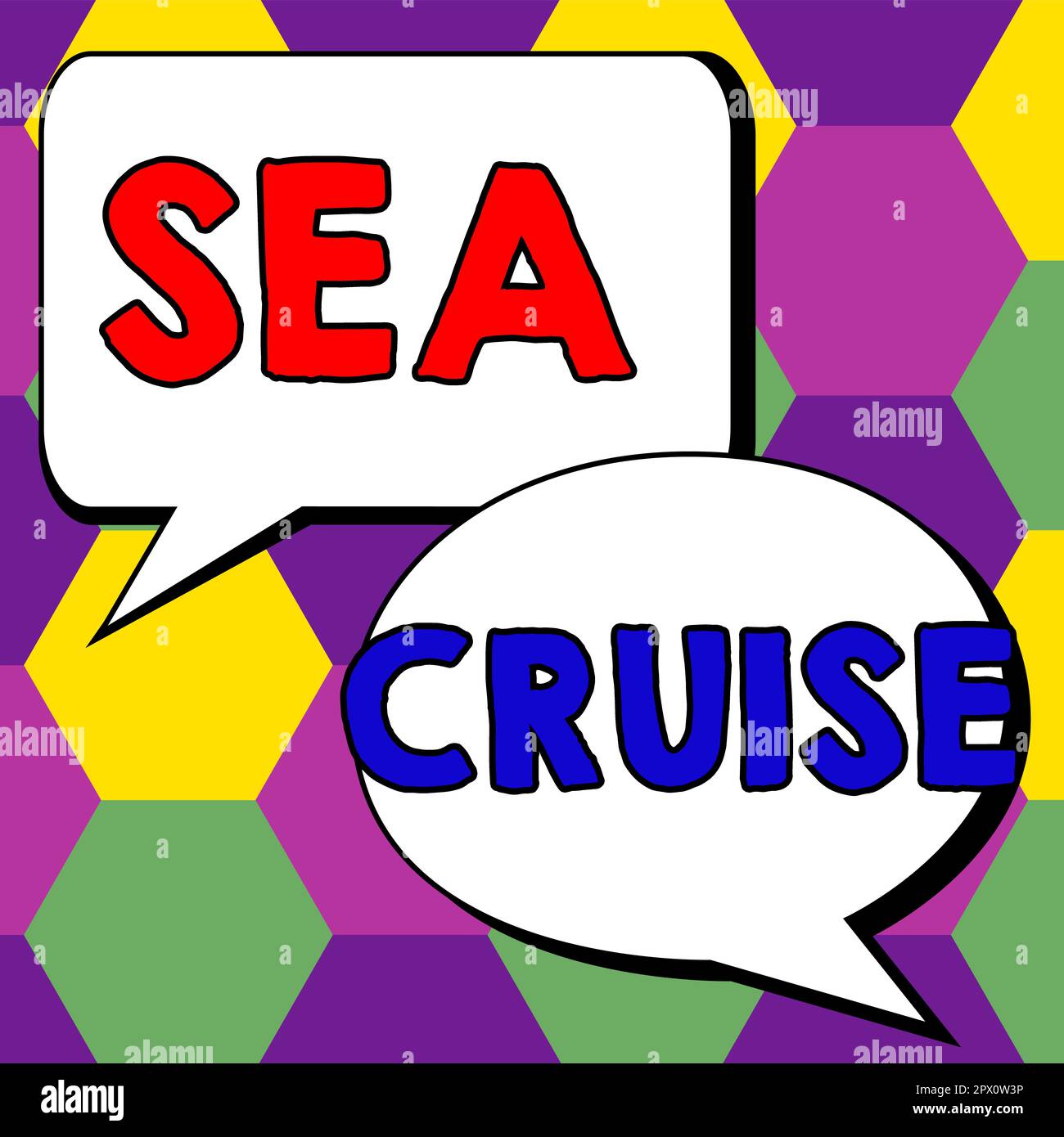 Hand writing sign Sea Cruise, Word Written on a voyage on a ship or ...