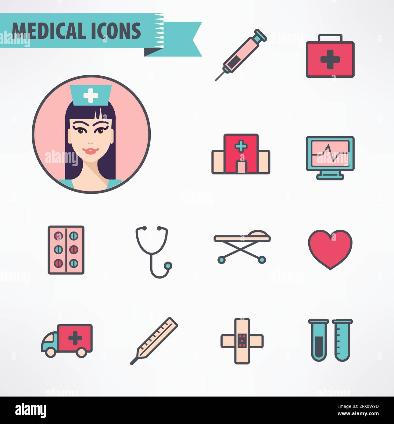 Set colorful icons medical symbol hi-res stock photography and images ...