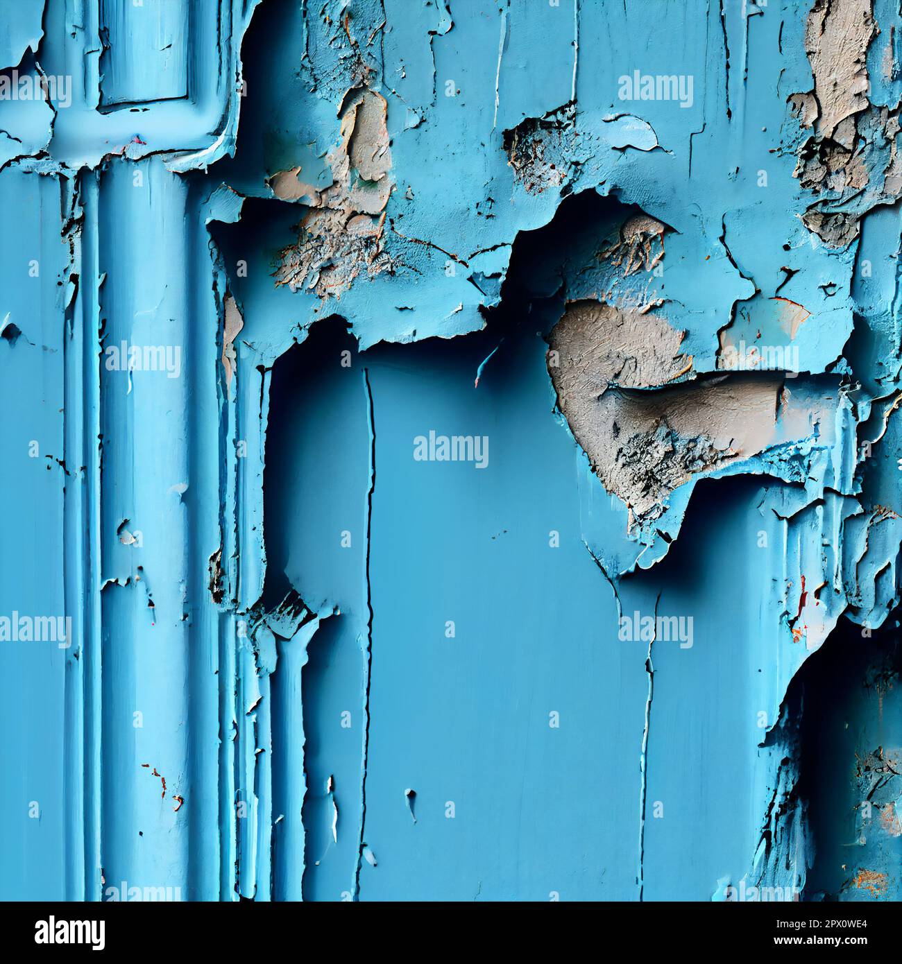 Blue peeling paint on the wall, 3D illustration art design Stock Photo ...