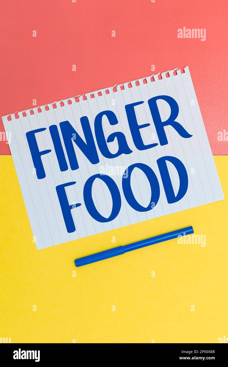 Text sign showing Finger Food, Conceptual photo products and digestives ...