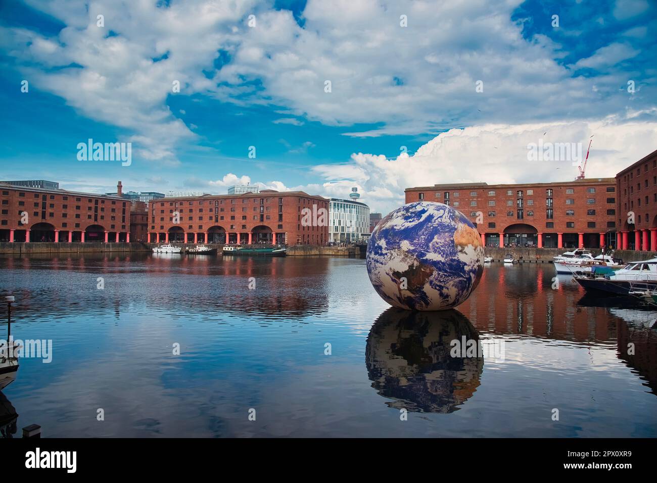 Liverpool, UK. 29th Apr, 2023. The giant 10m diameter Floating Earth by ...