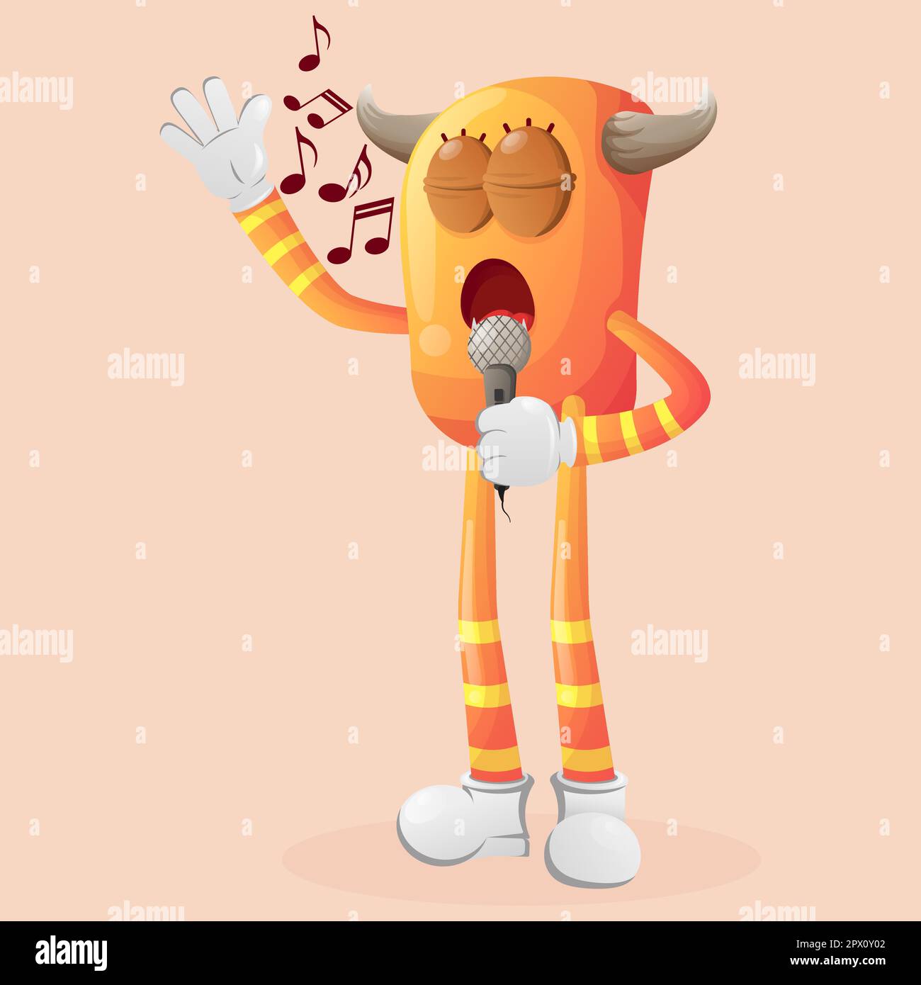 Cute orange monster singing, sing a song. Perfect for kids, small ...