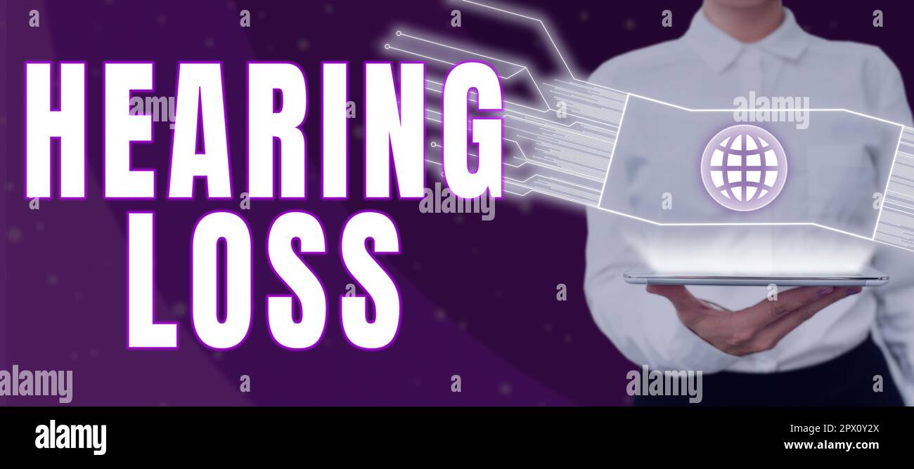Text sign showing Hearing Loss, Word Written on is partial or total ...