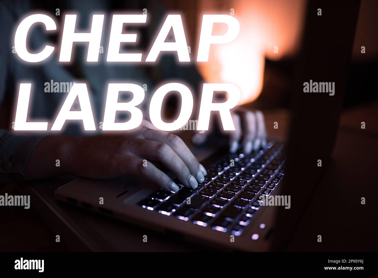 Sign displaying Cheap Labor, Conceptual photo when a person works hard ...