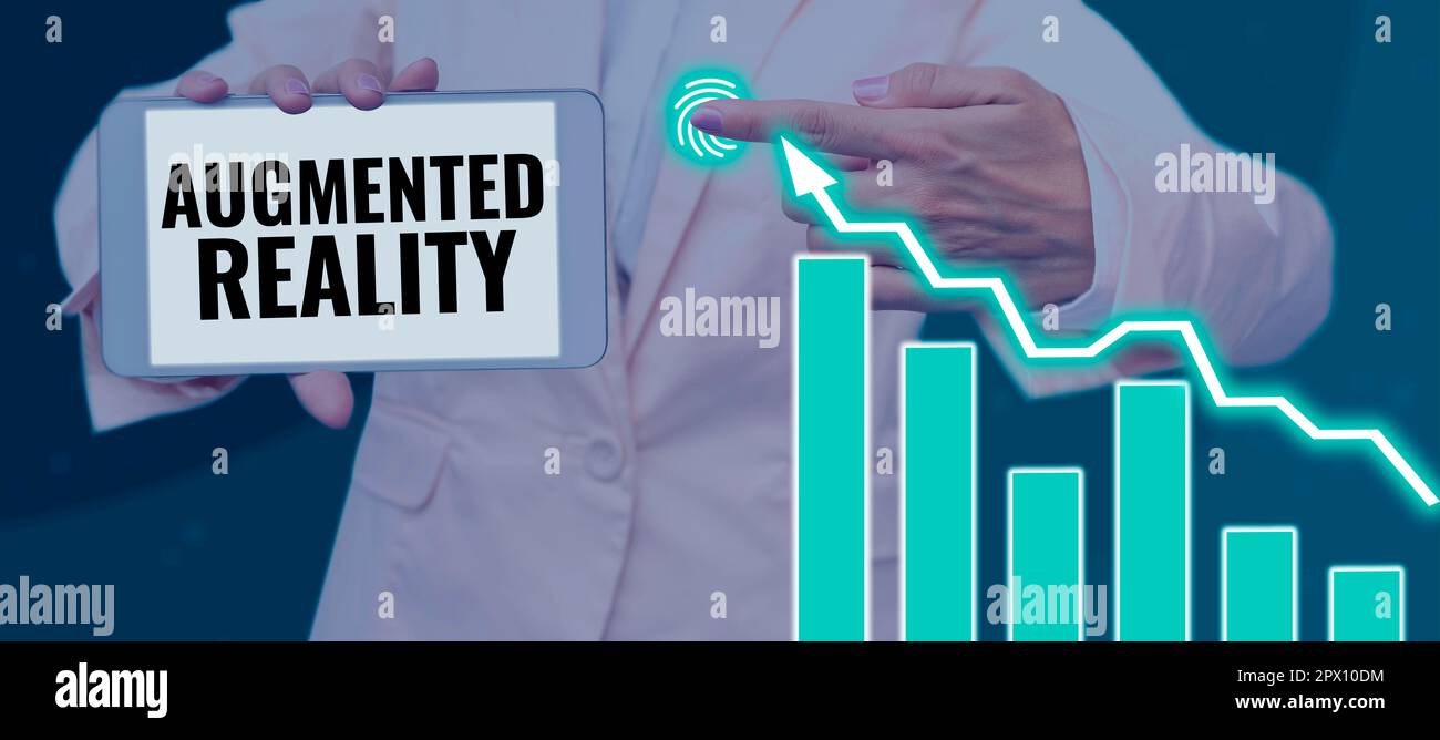 Conceptual caption Augmented Reality, Word for technology that imposes ...