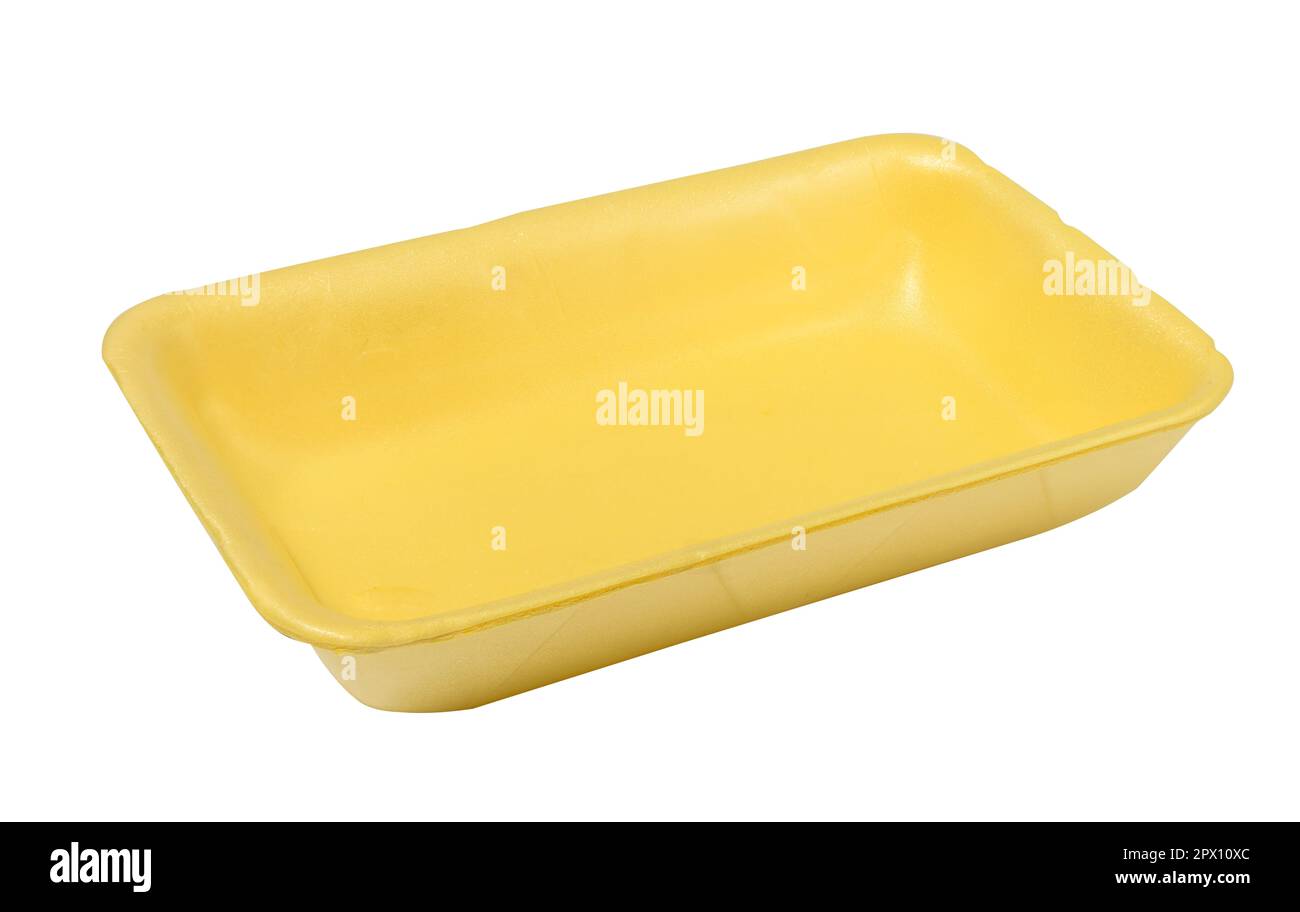 Empty yellow plastic container for products on a white background Stock ...