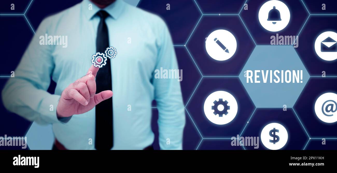 Hand writing sign Revision, Business idea action of revising over ...