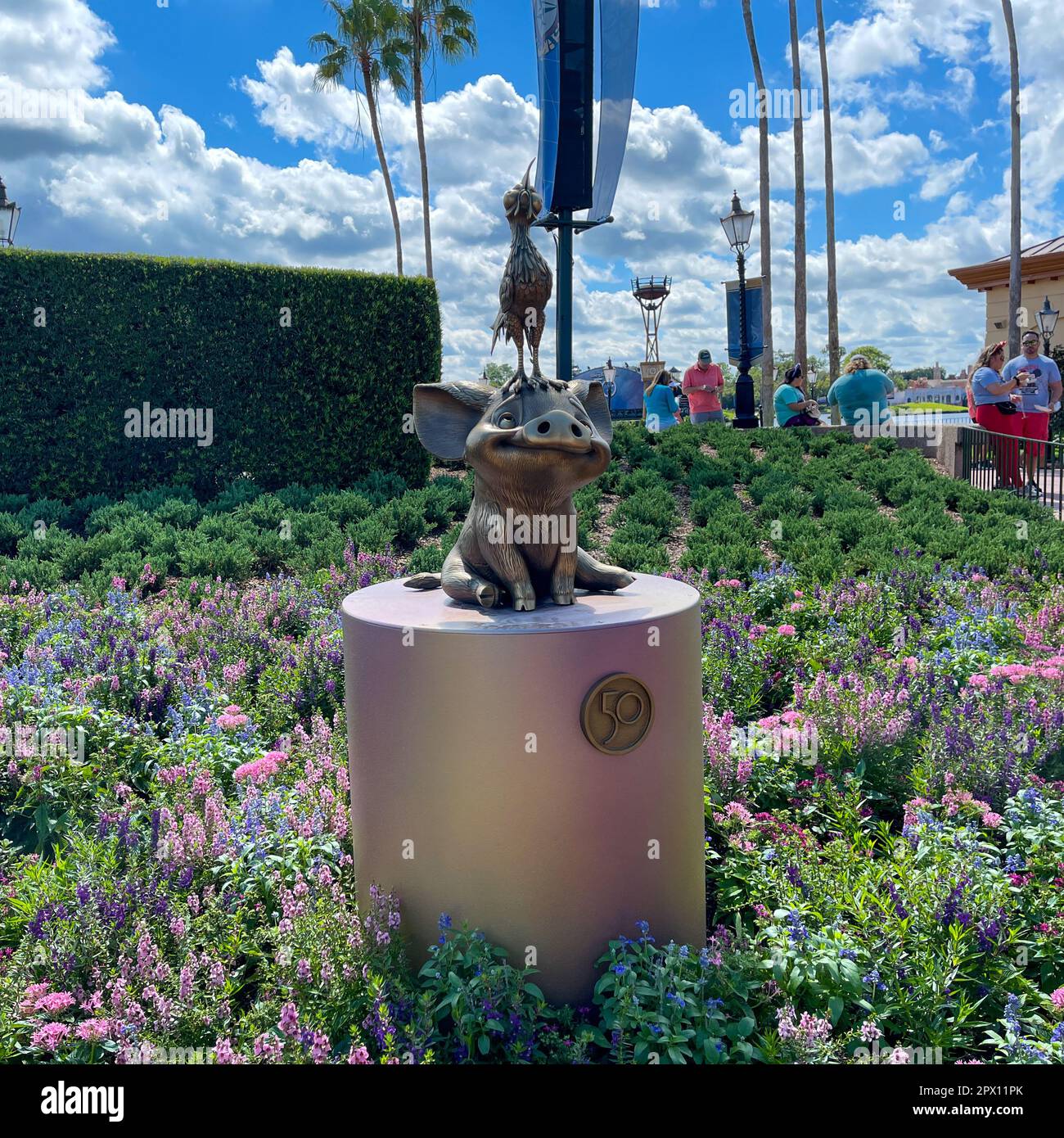 Orlando, FL USA- October 9, 2021: The 50th Anniversary statue of Hei ...
