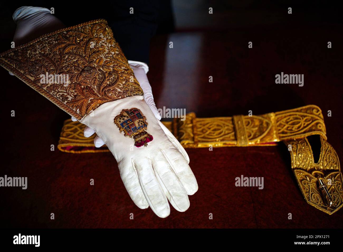The Coronation Gauntlet glove and Sword Belt, which form part of the ...