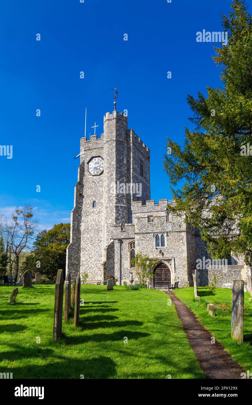 St Mary's Church and churchyard, Chilham, Kent, England, UK Stock Photo ...