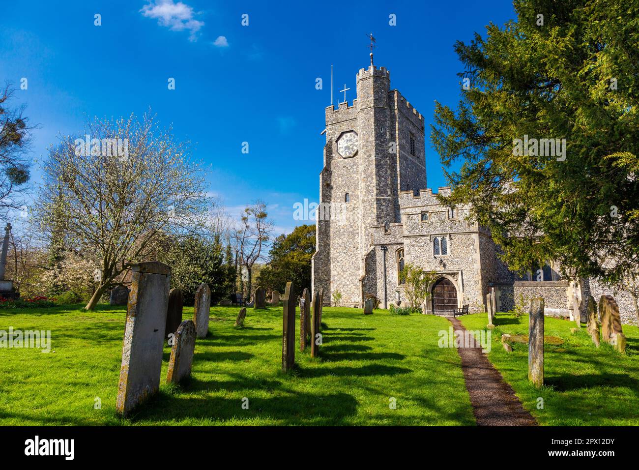 St Mary's Church and churchyard, Chilham, Kent, England, UK Stock Photo ...