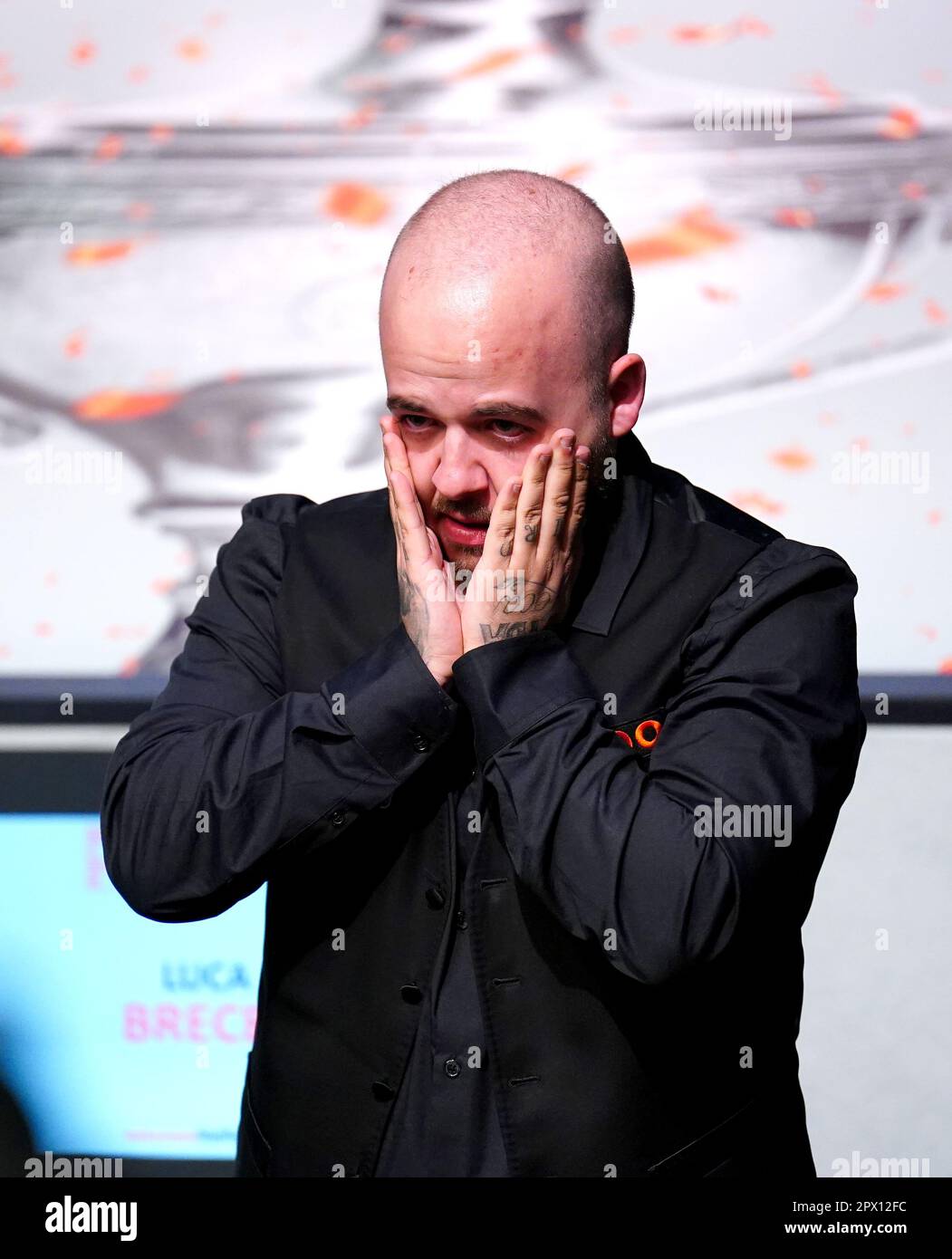 Luca Brecel reacts after beating Mark Selby to win the final on day ...