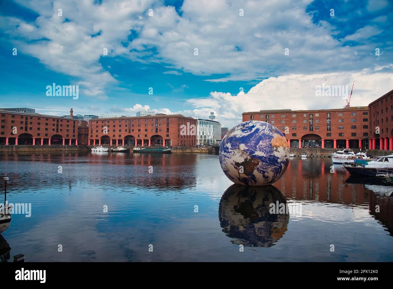 Liverpool, UK. 29th Apr, 2023. The giant 10m diameter Floating Earth by ...