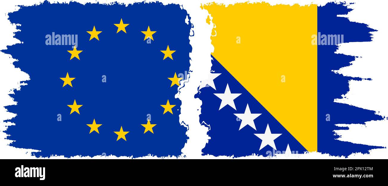 Bosnia and Herzegovina and European Union grunge flags connection ...