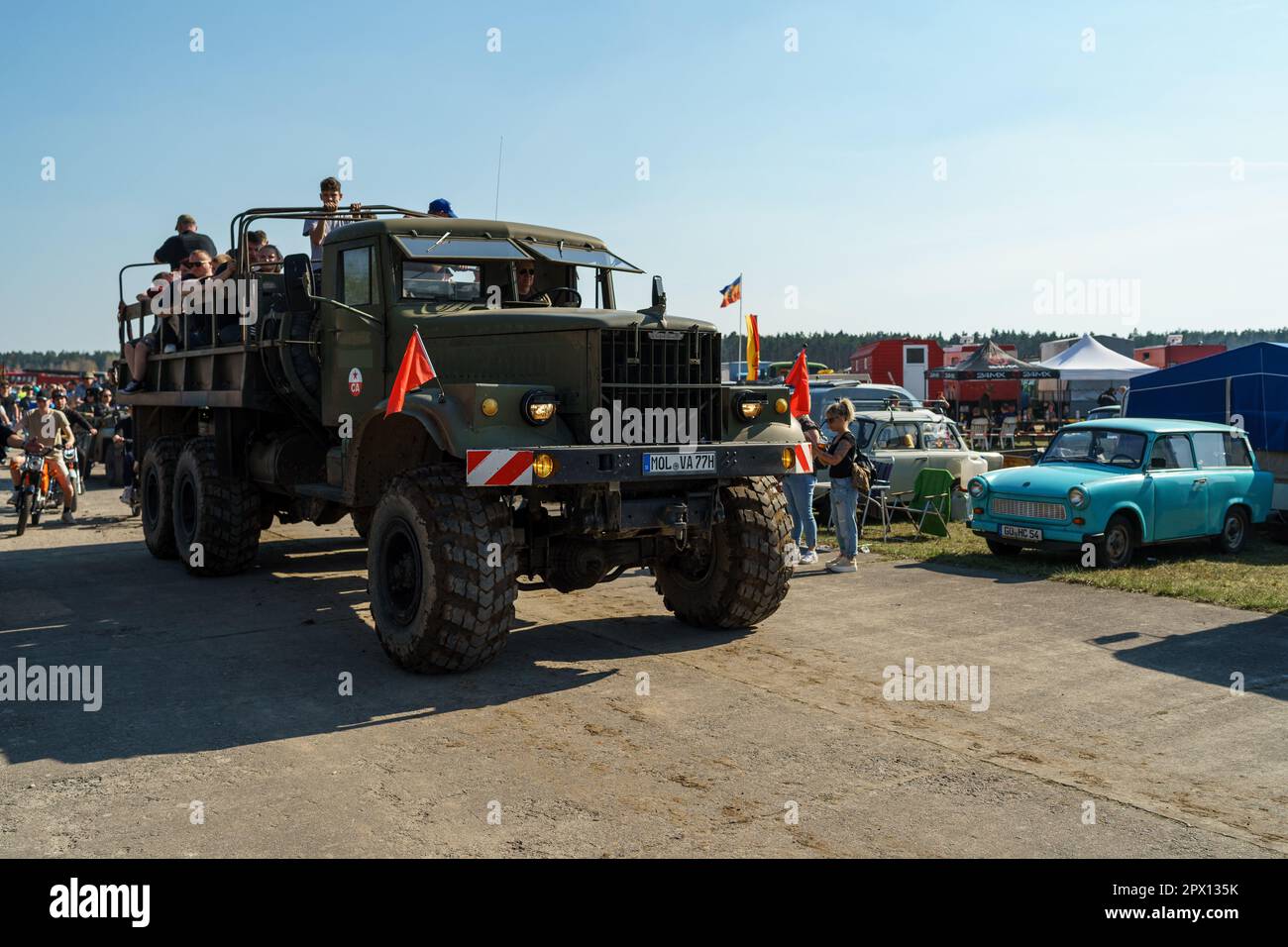 FINOWFURT, GERMANY - APRIL 22, 2023: Soviet three-axle off-road truck ...