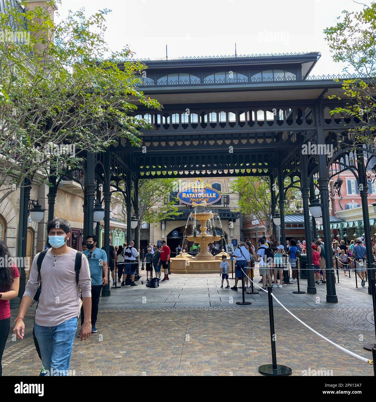 Orlando, FL USA- October 9, 2021: People walking around at the French ...