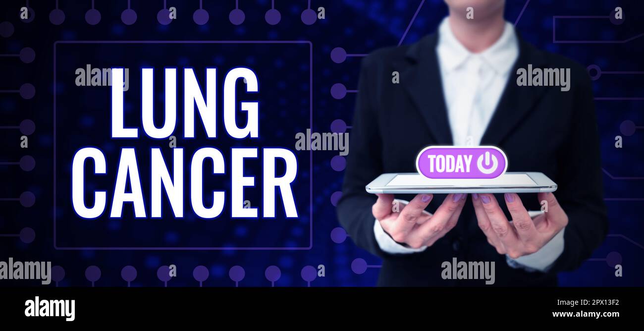 Handwriting text Lung Cancer, Business showcase Uncontrolled growth of ...