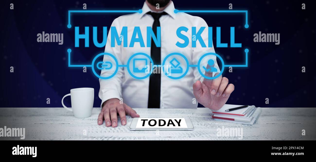 Writing displaying text Human Skill, Business overview involve the ...