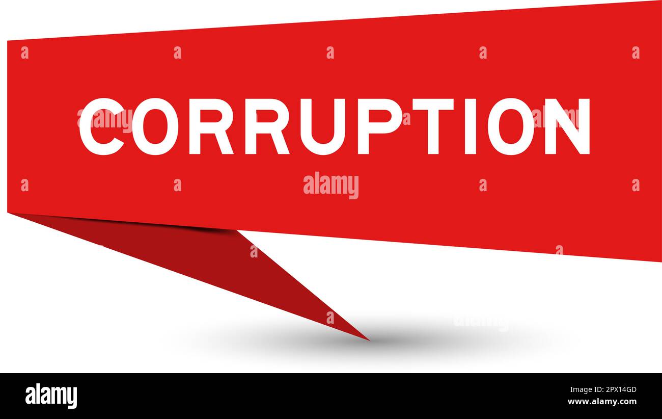 Red color speech banner with word corruption on white background Stock ...