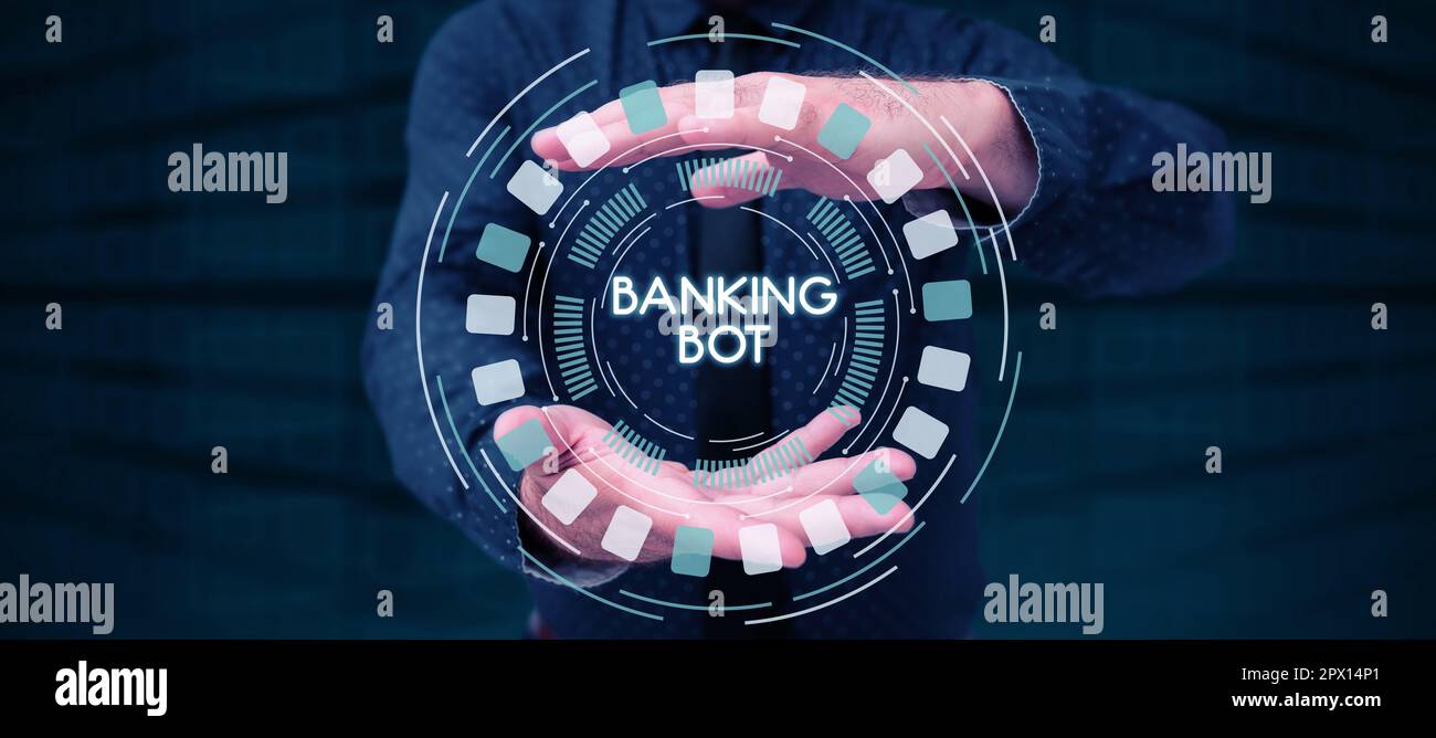 Conceptual display Banking Bot, Concept meaning application that runs ...