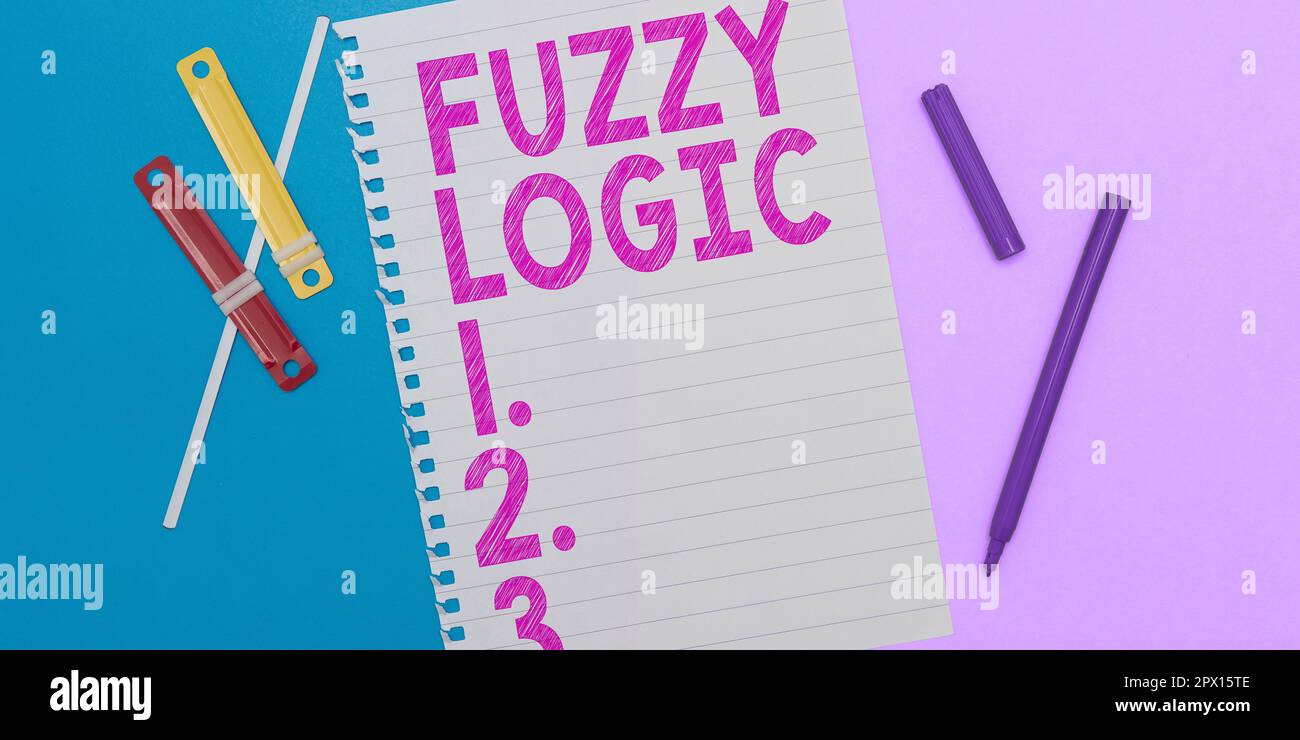Text caption presenting Fuzzy Logic, Word Written on system in which ...
