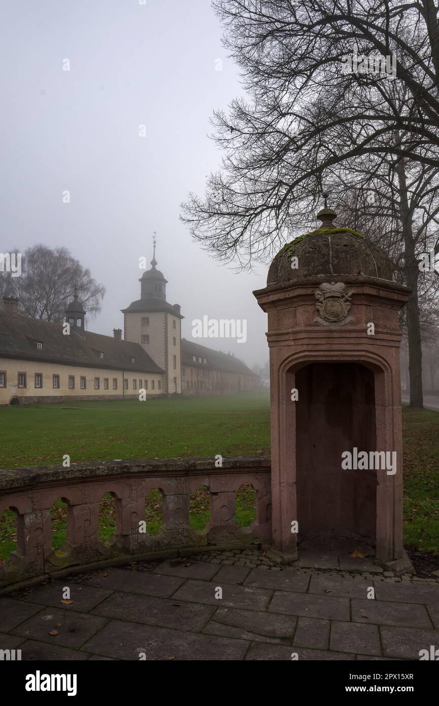 Benedictine abbey Corvey near the german city called Hoexter at winter ...
