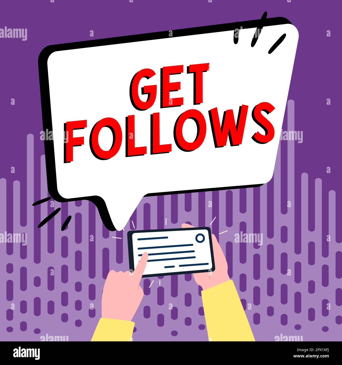 Text caption presenting Get Follows, Business approach person who ...